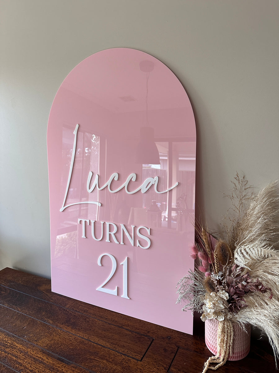 Arched Acrylic Sign + acrylic text (large) 2 – Barleyboy Creative