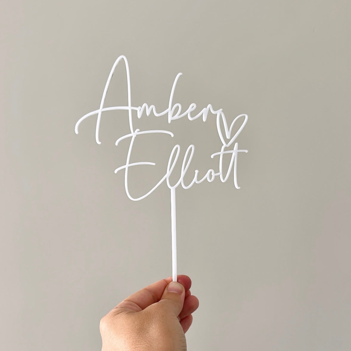 Cake Topper (names + heart) – Barleyboy Creative