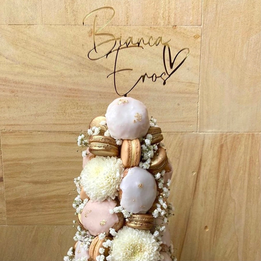 Cake Topper (names + heart) – Barleyboy Creative