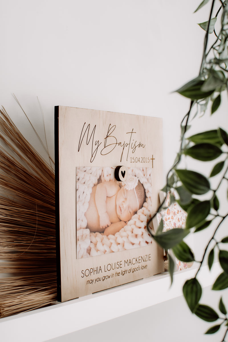 Baptism photo frame customised – Barleyboy Creative