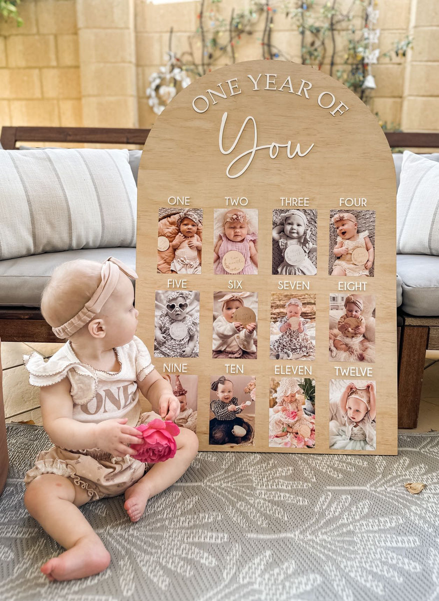 One Year of (custom name) arch photo Board – Barleyboy Creative