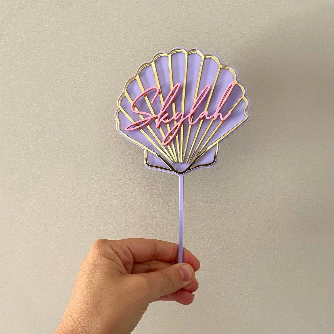 Shell Cake topper with name (3 colour) – Barleyboy Creative